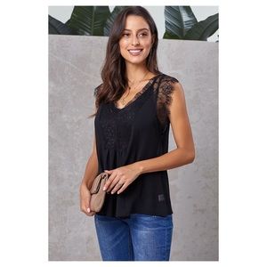 Tops | Lacy Black 2piece Top | Poshmark